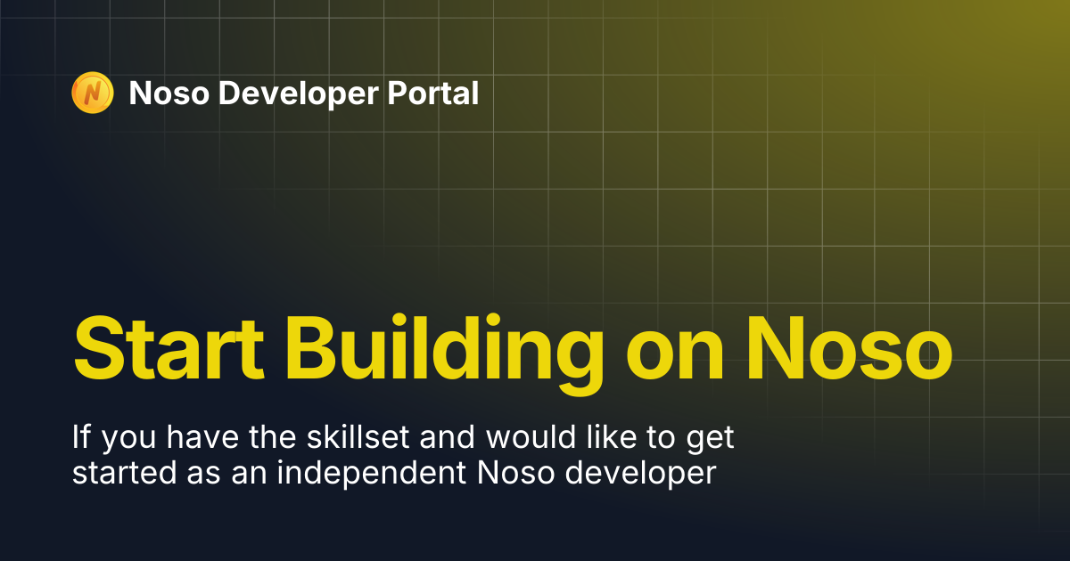 Start Building on Noso | Noso Developer Portal